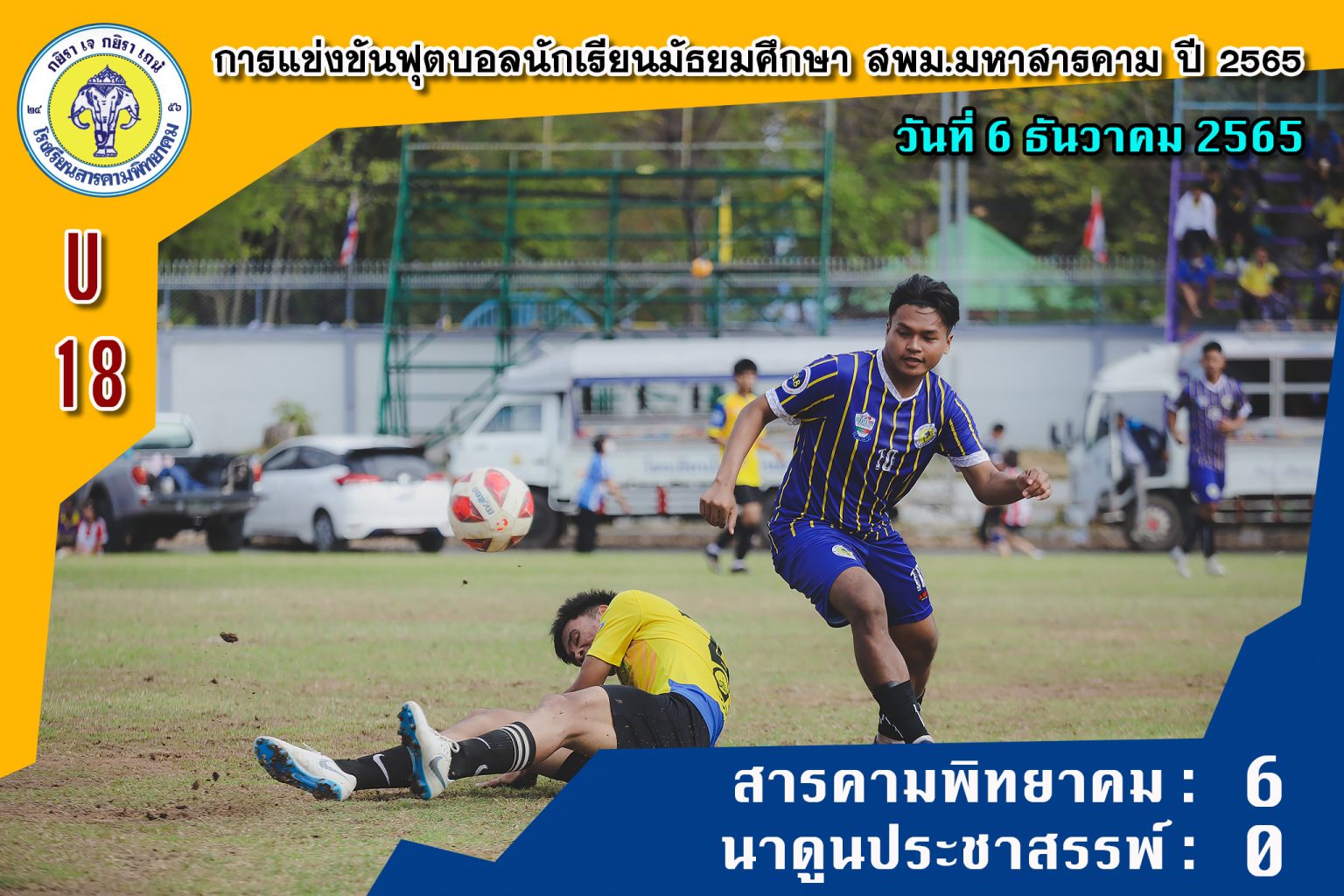 การแข่งขันพุตบอล สพม มหาสารคาม ปี 2565 รุ่น U 18 สารคามพิทยาคม 6 0